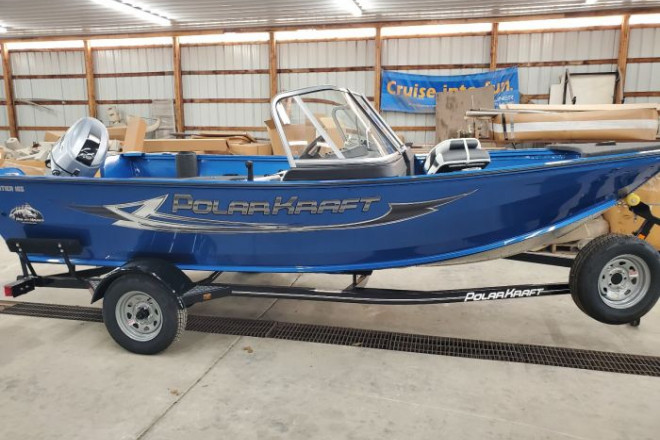 Polar Kraft Frontier 165 WT with 60 Hp Honda and single axle trailer ...