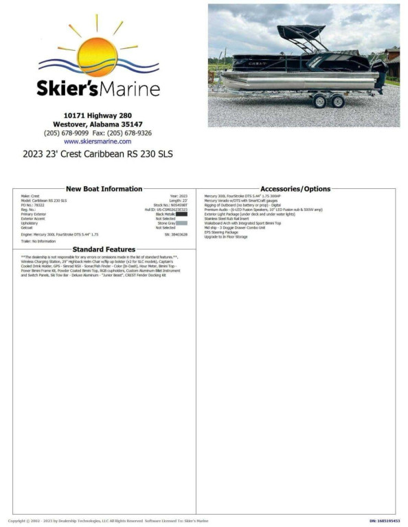 Crest Caribbean RS 230 SLS (New) #N05459BT - Sterrett, AL 35147